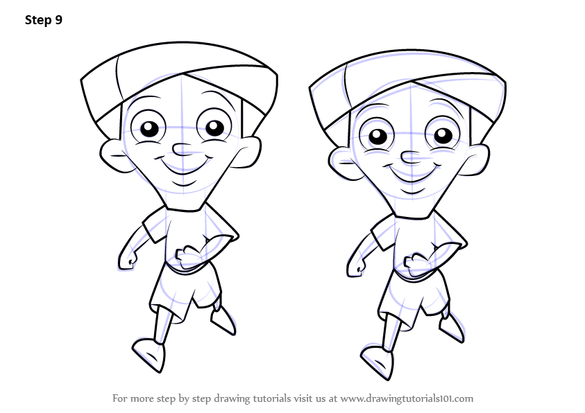 How to Draw Dholu and Bholu from Chhota Bheem (Chhota Bheem) Step by ...