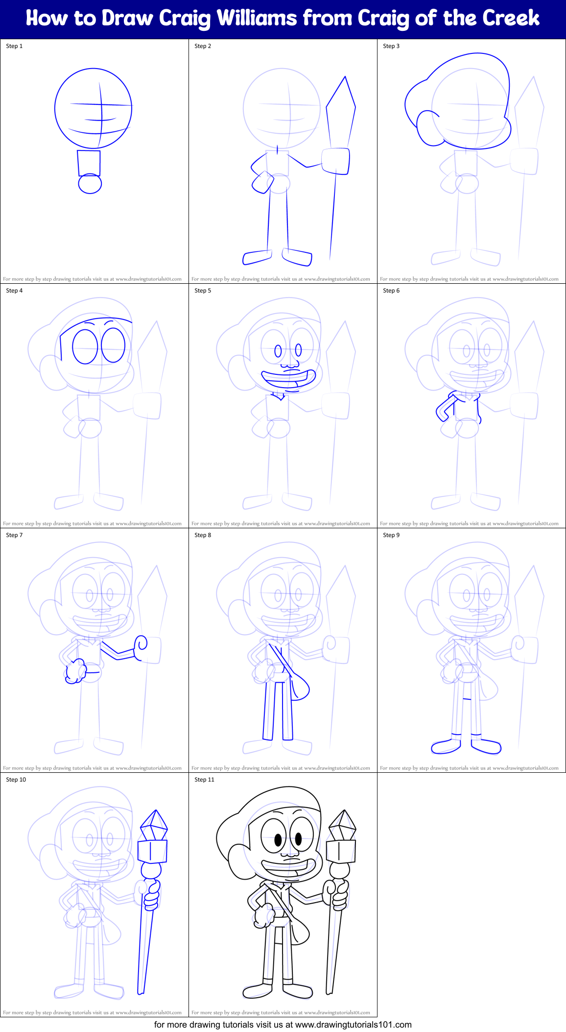 How to Draw Craig Williams from Craig of the Creek (Craig of the Creek) Step by Step ...