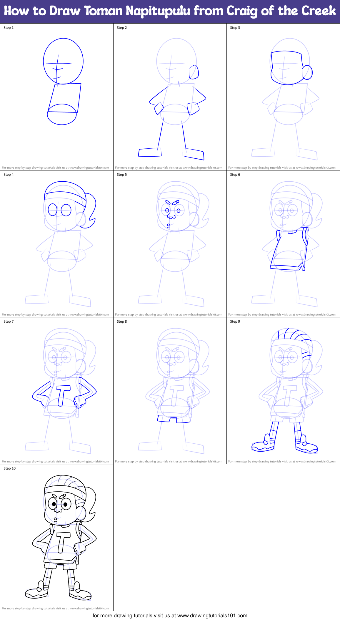 How to Draw Toman Napitupulu from Craig of the Creek (Craig of the Creek) Step by Step ...