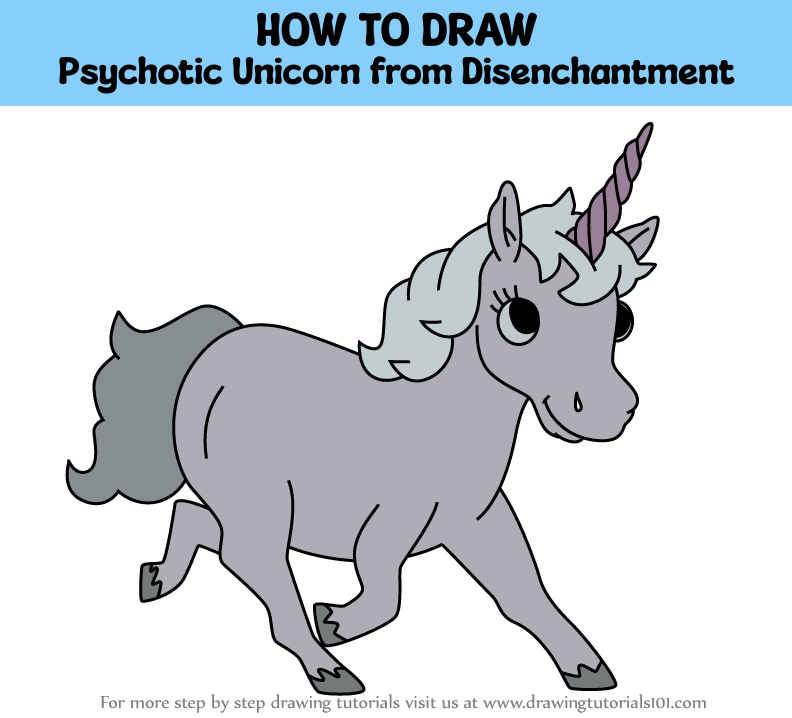 How to Draw Psychotic Unicorn from Disenchantment (Disenchantment) Step ...