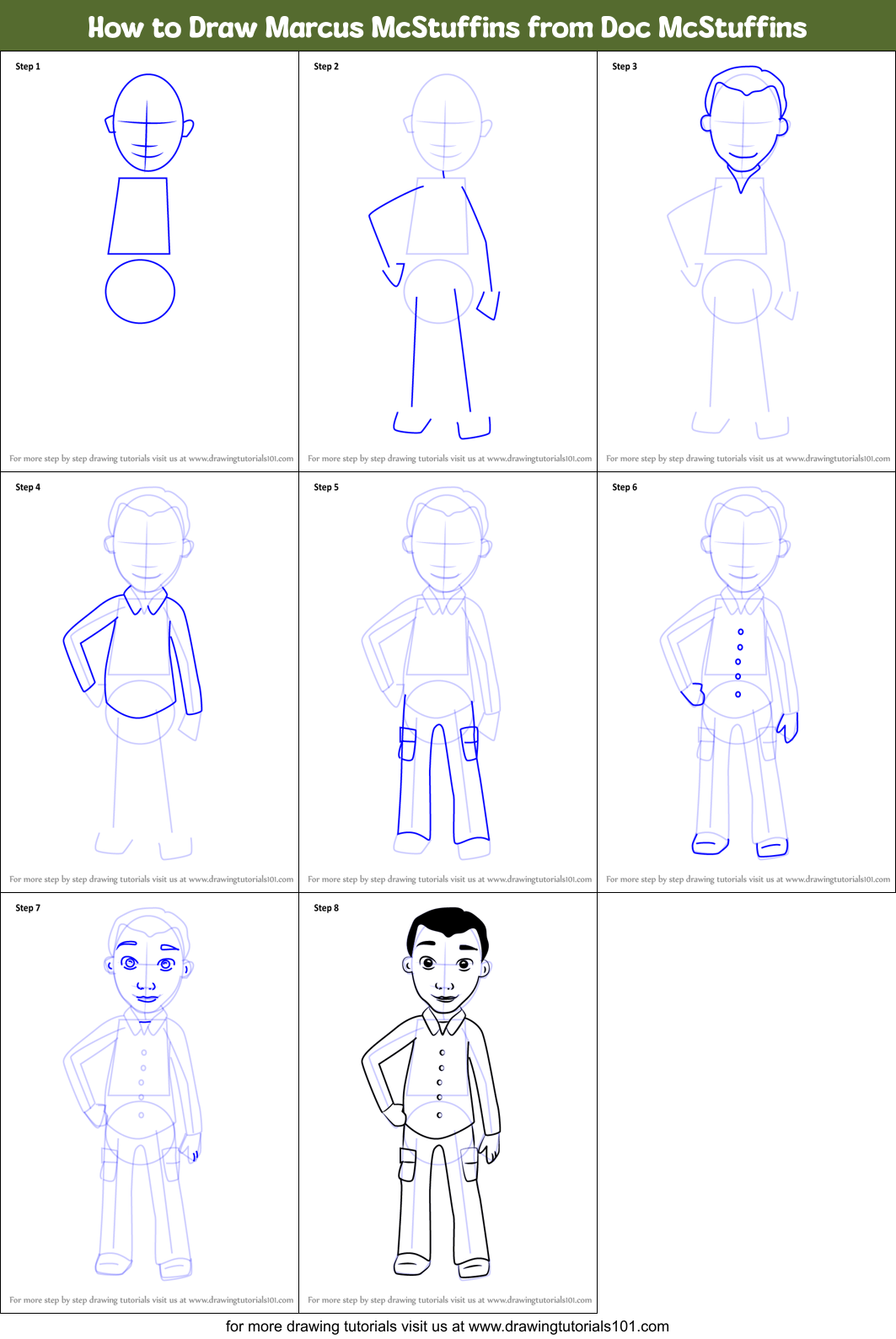 How to Draw Marcus McStuffins from Doc McStuffins (Doc McStuffins) Step ...