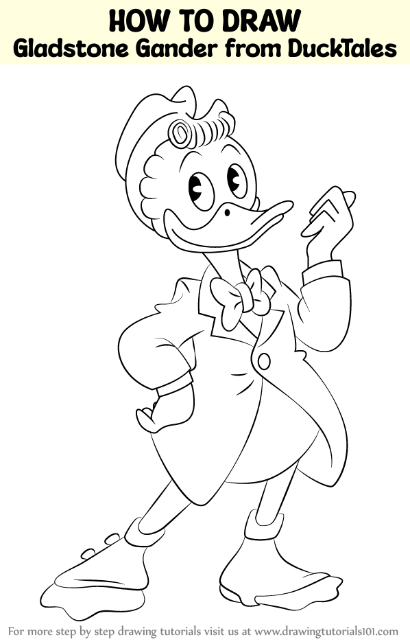How to Draw Gladstone Gander from DuckTales (DuckTales) Step by Step ...