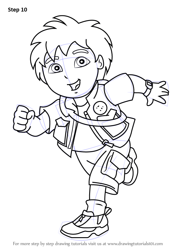 How to Draw Diego Marquez from Go, Diego, Go! (Go, Diego, Go!) Step by ...
