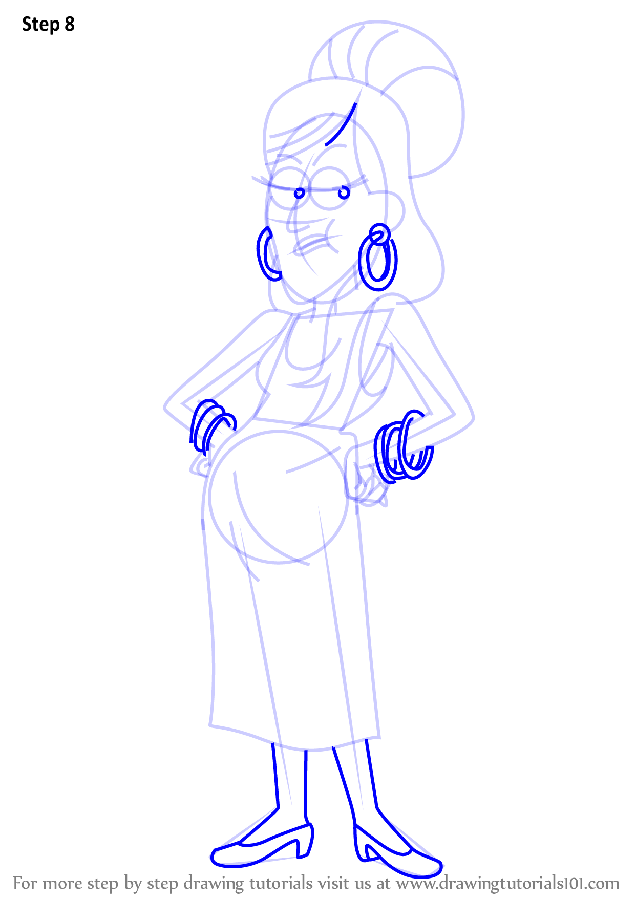 How to Draw Mrs. Pines from Gravity Falls (Gravity Falls) Step by Step ...