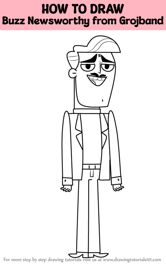How to Draw Buzz Newsworthy from Grojband (Grojband) Step by Step ...
