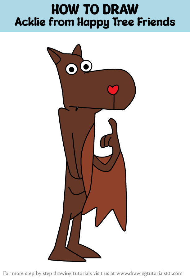 How to Draw Acklie from Happy Tree Friends (Happy Tree Friends) Step by ...
