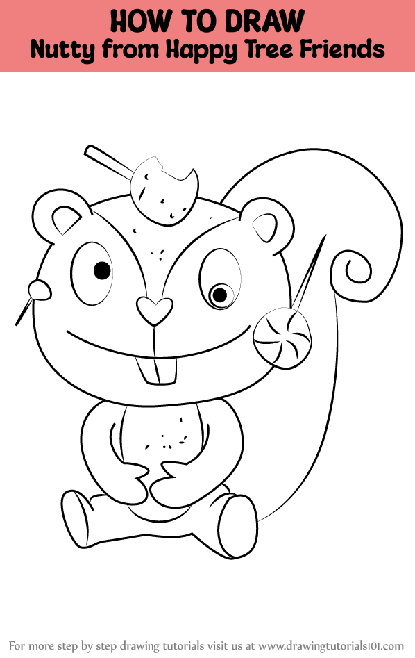 How to Draw Nutty from Happy Tree Friends (Happy Tree Friends) Step by ...