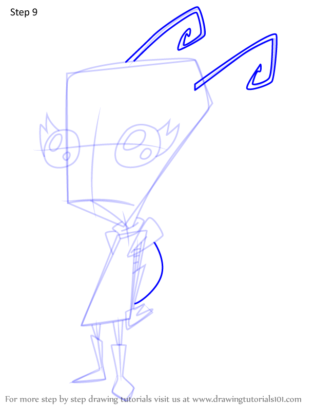 How to Draw Invader El from Invader Zim (Invader Zim) Step by Step | DrawingTutorials101.com