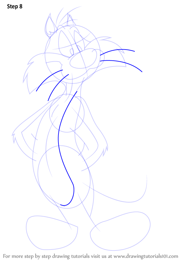 How to Draw Sylvester from Looney Tunes (Looney Tunes) Step by Step ...