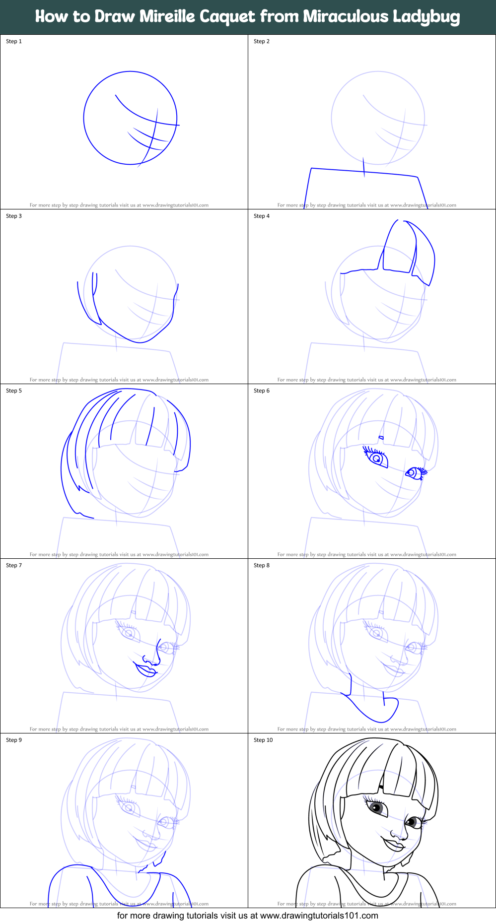 How to Draw Mireille Caquet from Miraculous Ladybug (Miraculous Ladybug ...