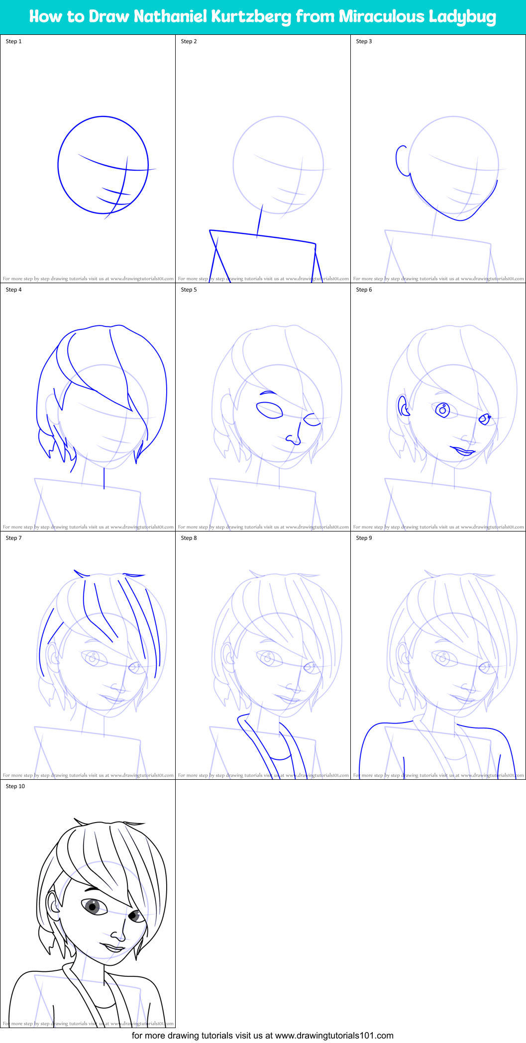 How to Draw Nathaniel Kurtzberg from Miraculous Ladybug (Miraculous ...