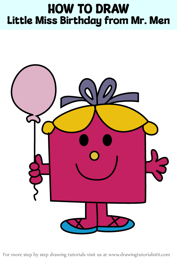 How to Draw Little Miss Birthday from Mr. Men (Mr. Men) Step by Step ...