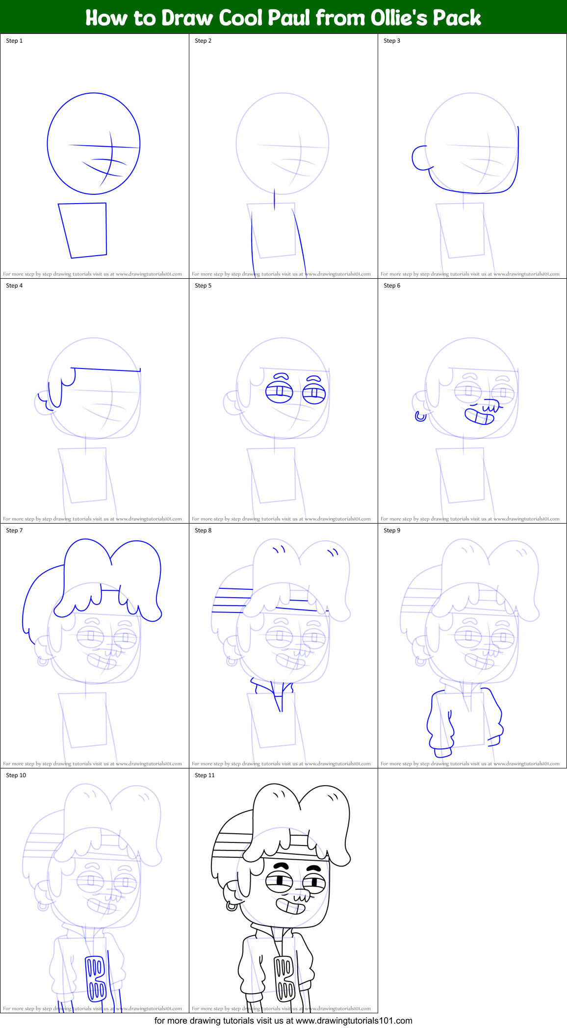 How to Draw Cool Paul from Ollie's Pack (Ollie's Pack) Step by Step ...
