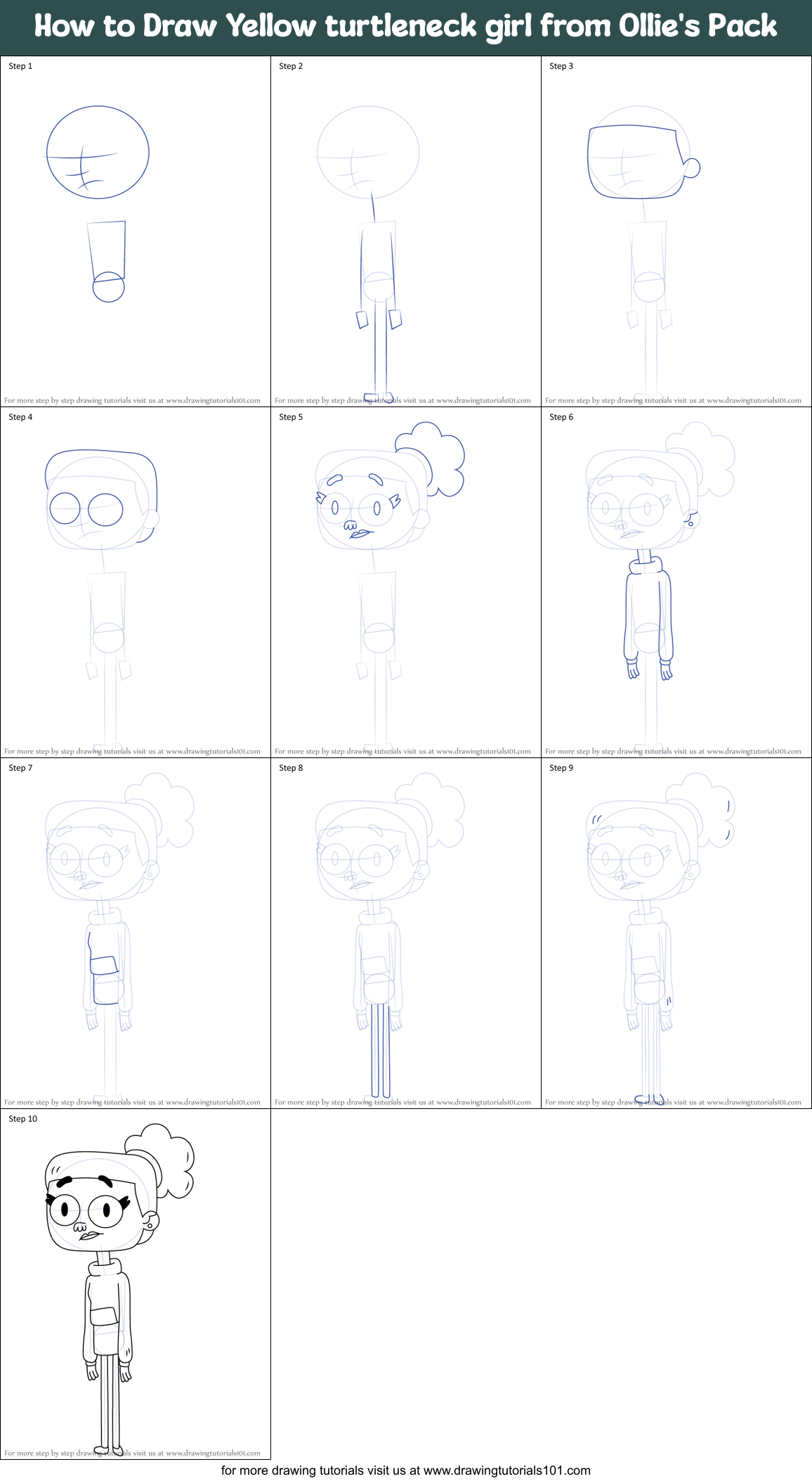How to Draw Yellow turtleneck girl from Ollie's Pack (Ollie's Pack ...