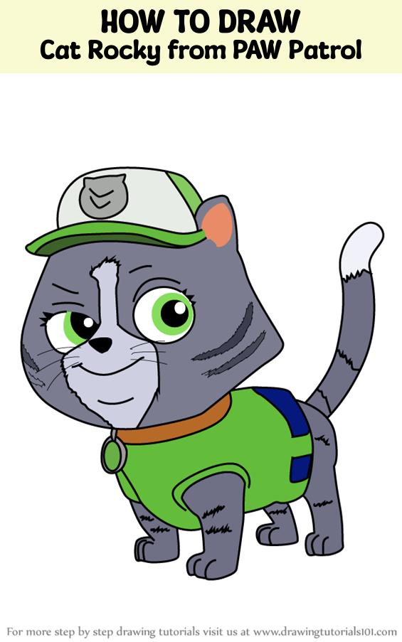 How to Draw Cat Rocky from PAW Patrol (PAW Patrol) Step by Step ...