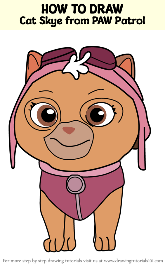 How to Draw Cat Skye from PAW Patrol (PAW Patrol) Step by Step ...