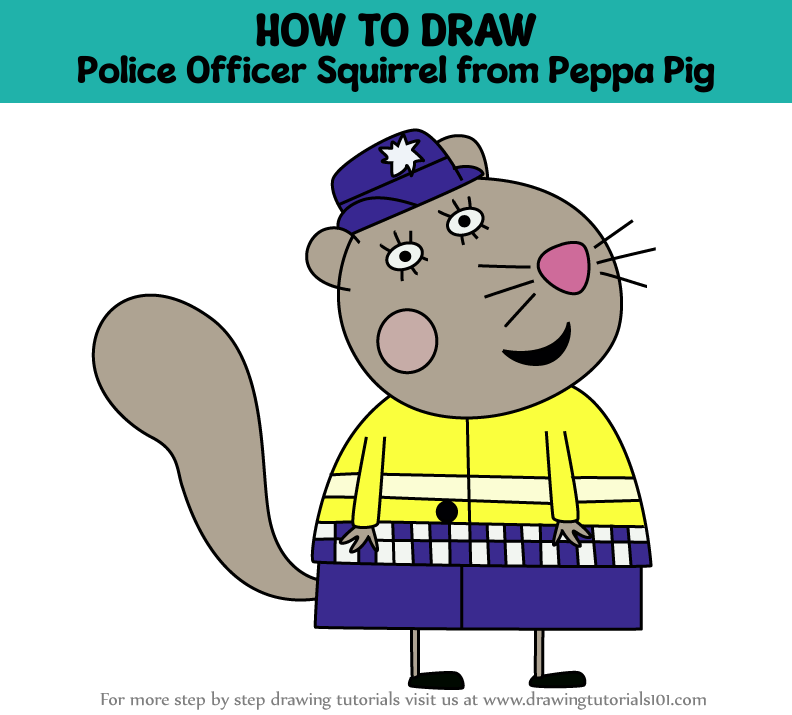 How to Draw Police Officer Squirrel from Peppa Pig (Peppa Pig) Step by ...