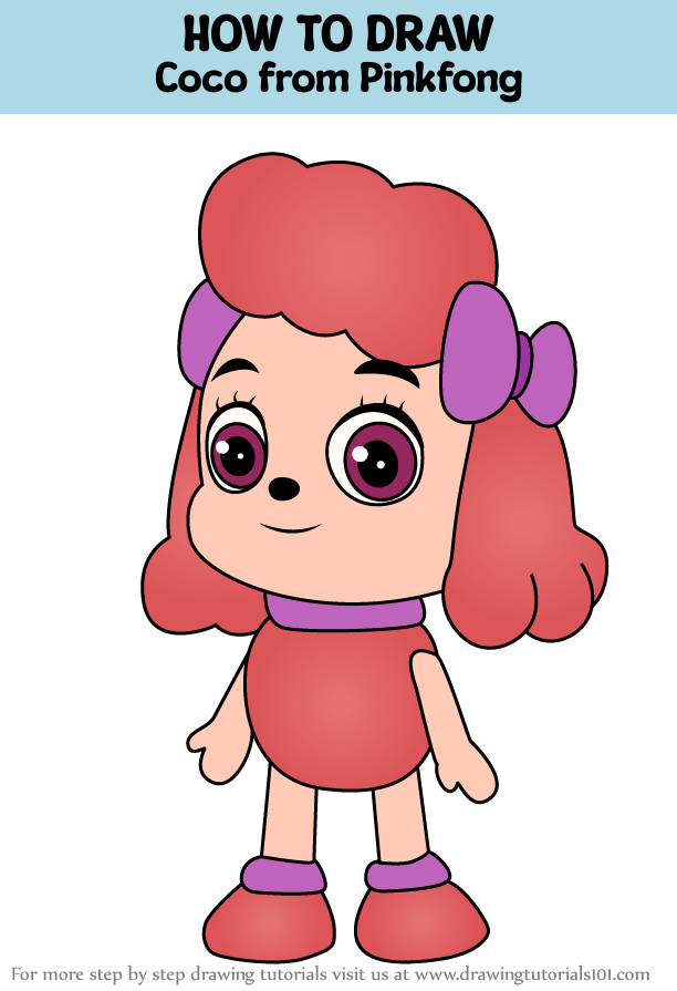 How to Draw Coco from Pinkfong (Pinkfong) Step by Step | DrawingTutorials101.com