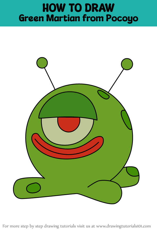 How to Draw Green Martian from Pocoyo (Pocoyo) Step by Step ...