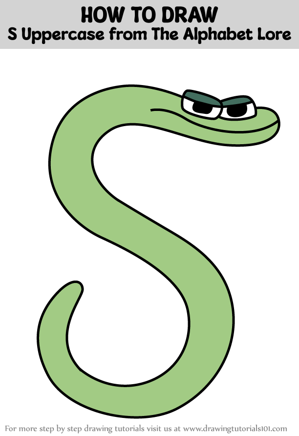 How to Draw S Uppercase from The Alphabet Lore (The Alphabet Lore) Step by Step ...
