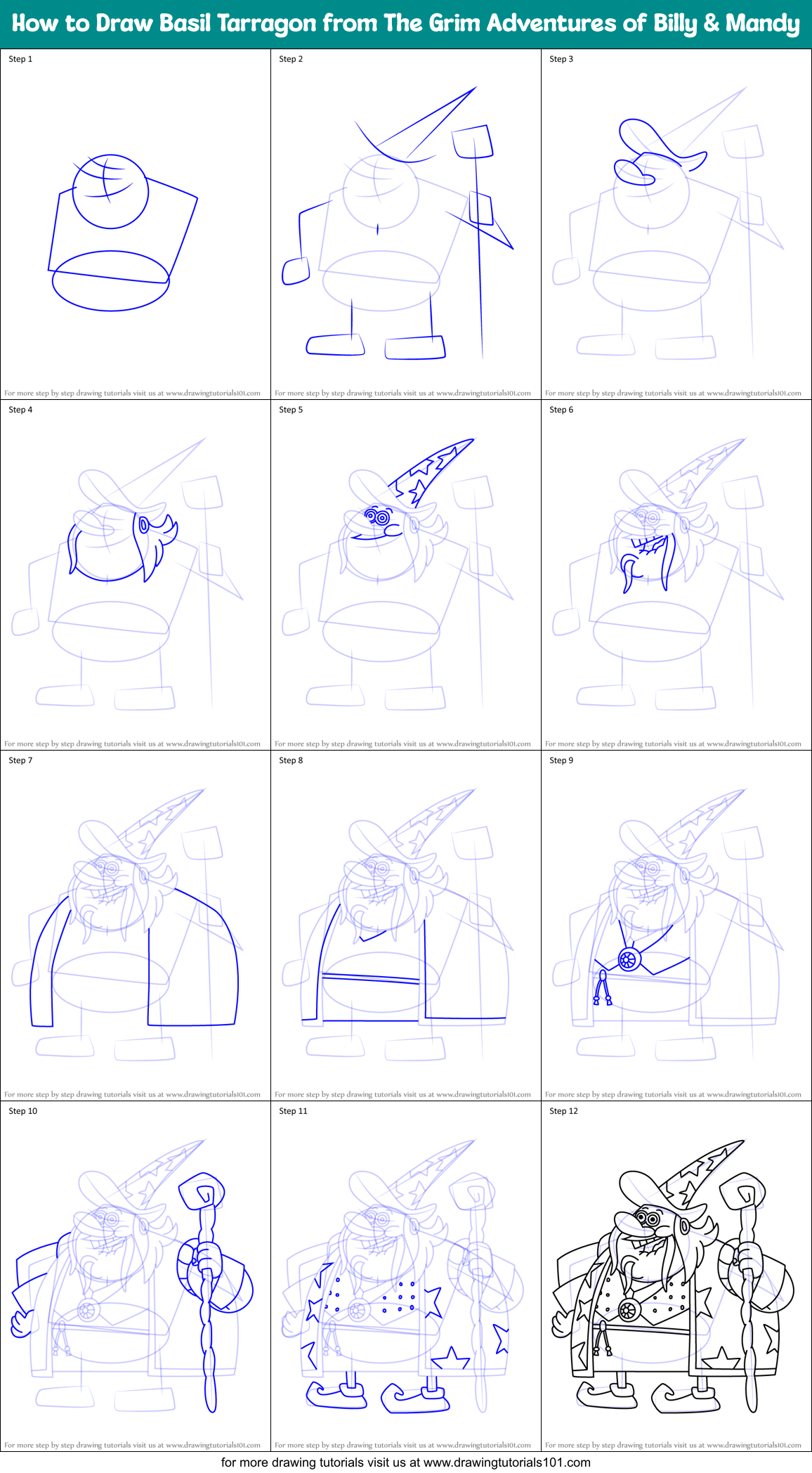How to Draw Basil Tarragon from The Grim Adventures of Billy & Mandy ...