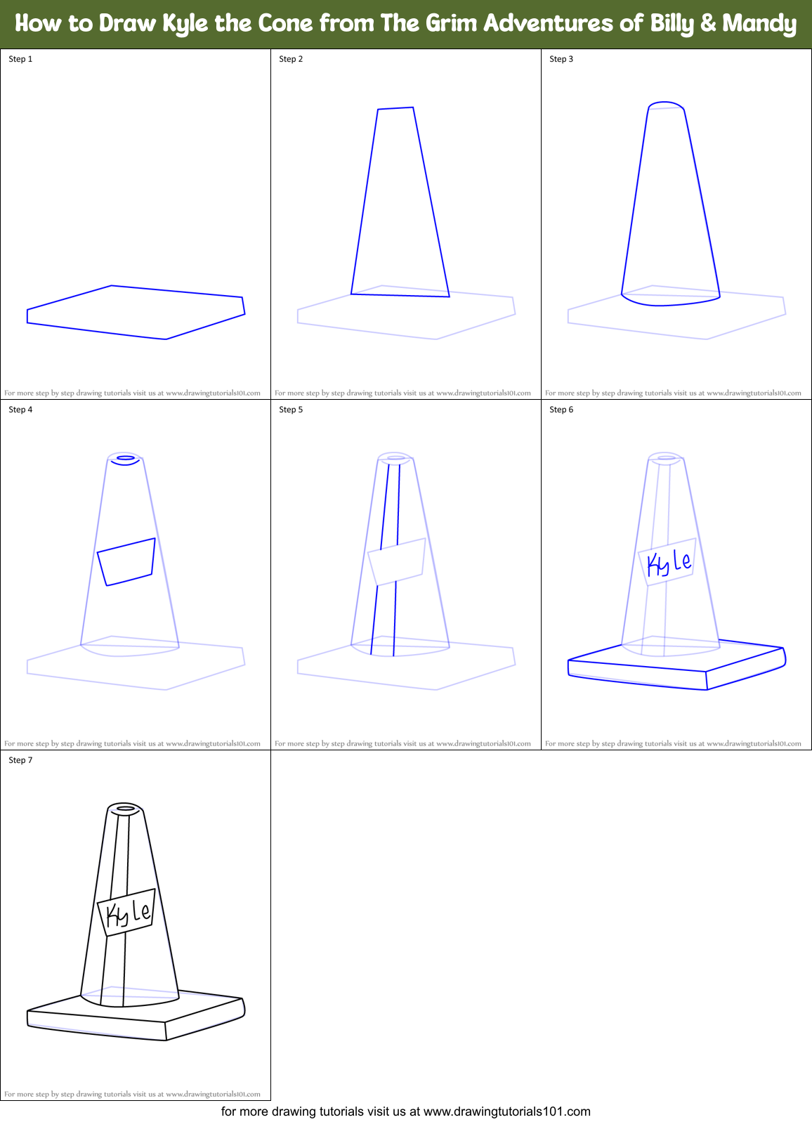 How to Draw Kyle the Cone from The Grim Adventures of Billy & Mandy ...