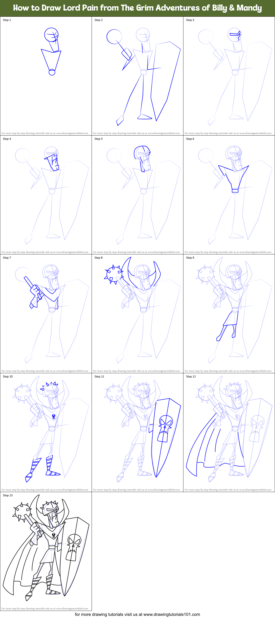How to Draw Lord Pain from The Grim Adventures of Billy & Mandy (The ...