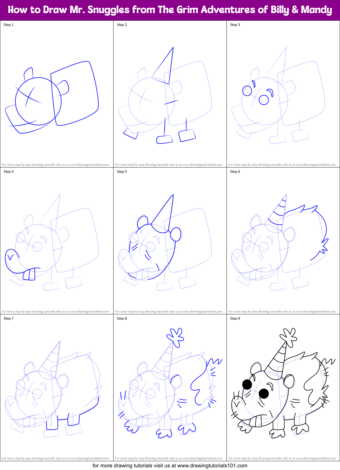 How to Draw Mr. Snuggles from The Grim Adventures of Billy & Mandy (The ...