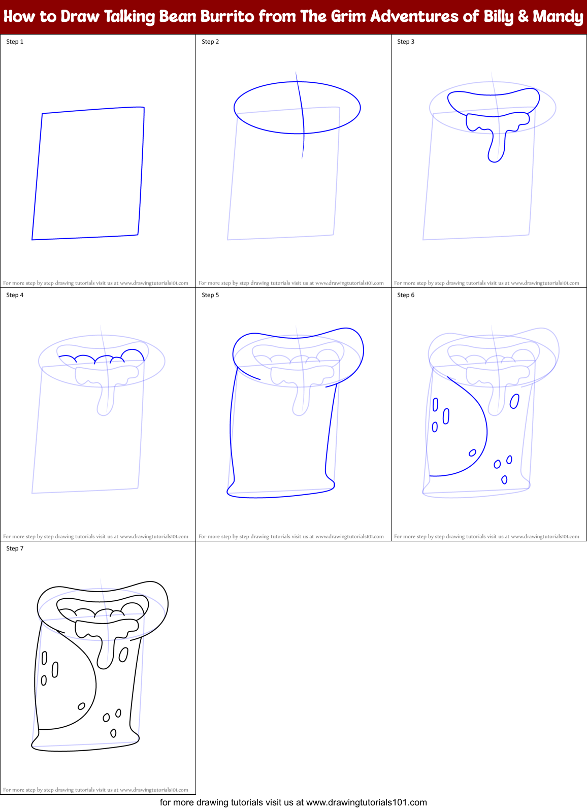 How to Draw Talking Bean Burrito from The Grim Adventures of Billy ...