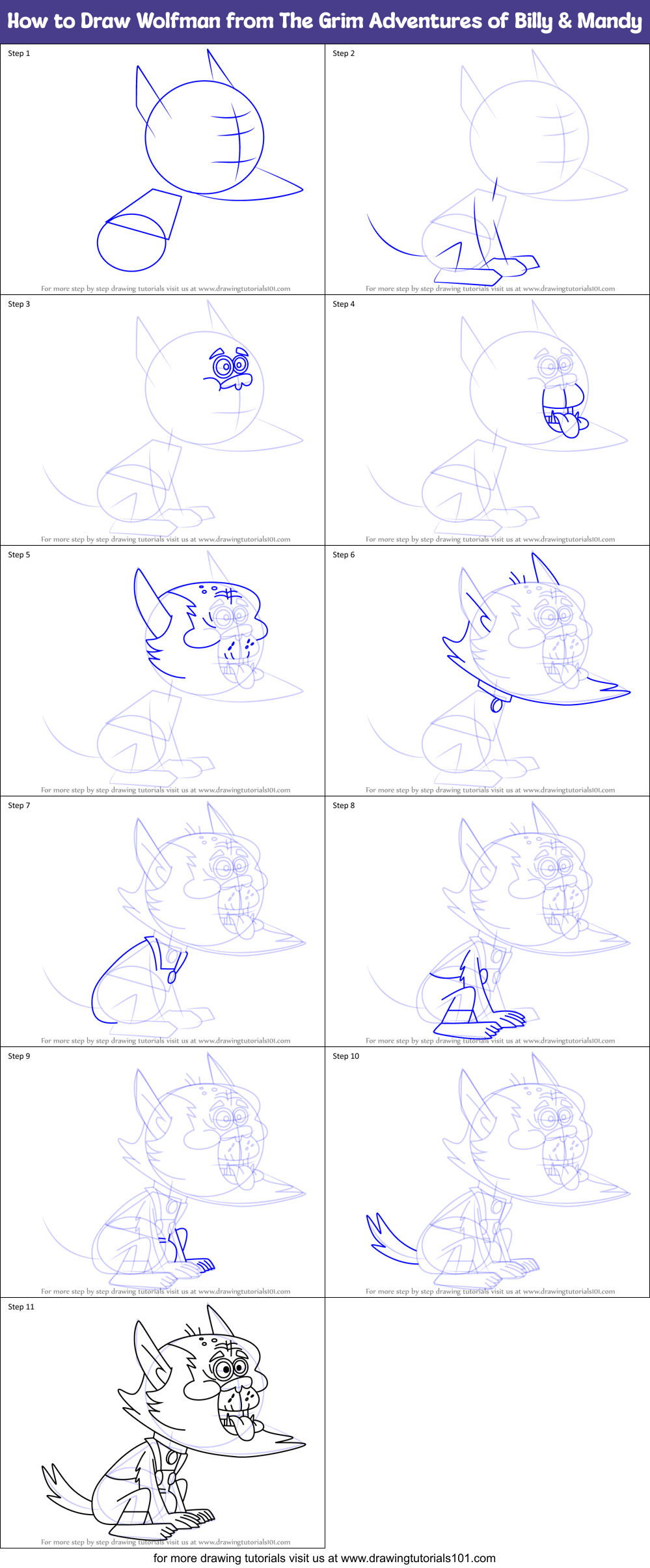 How to Draw Wolfman from The Grim Adventures of Billy & Mandy (The Grim ...