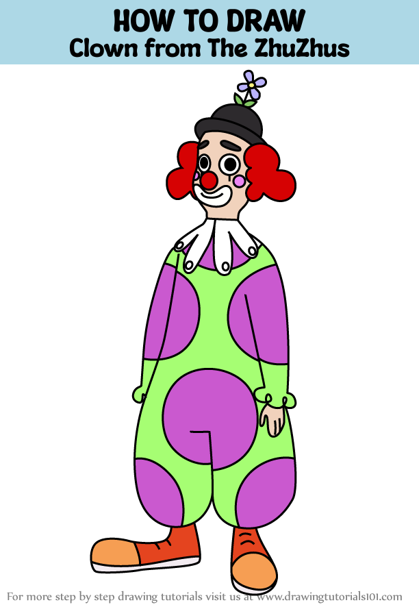 How to Draw Clown from The ZhuZhus (The ZhuZhus) Step by Step | DrawingTutorials101.com