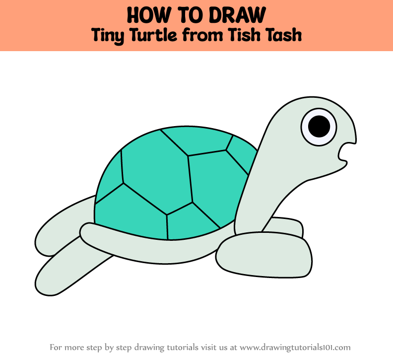 How to Draw Tiny Turtle from Tish Tash (Tish Tash) Step by Step ...