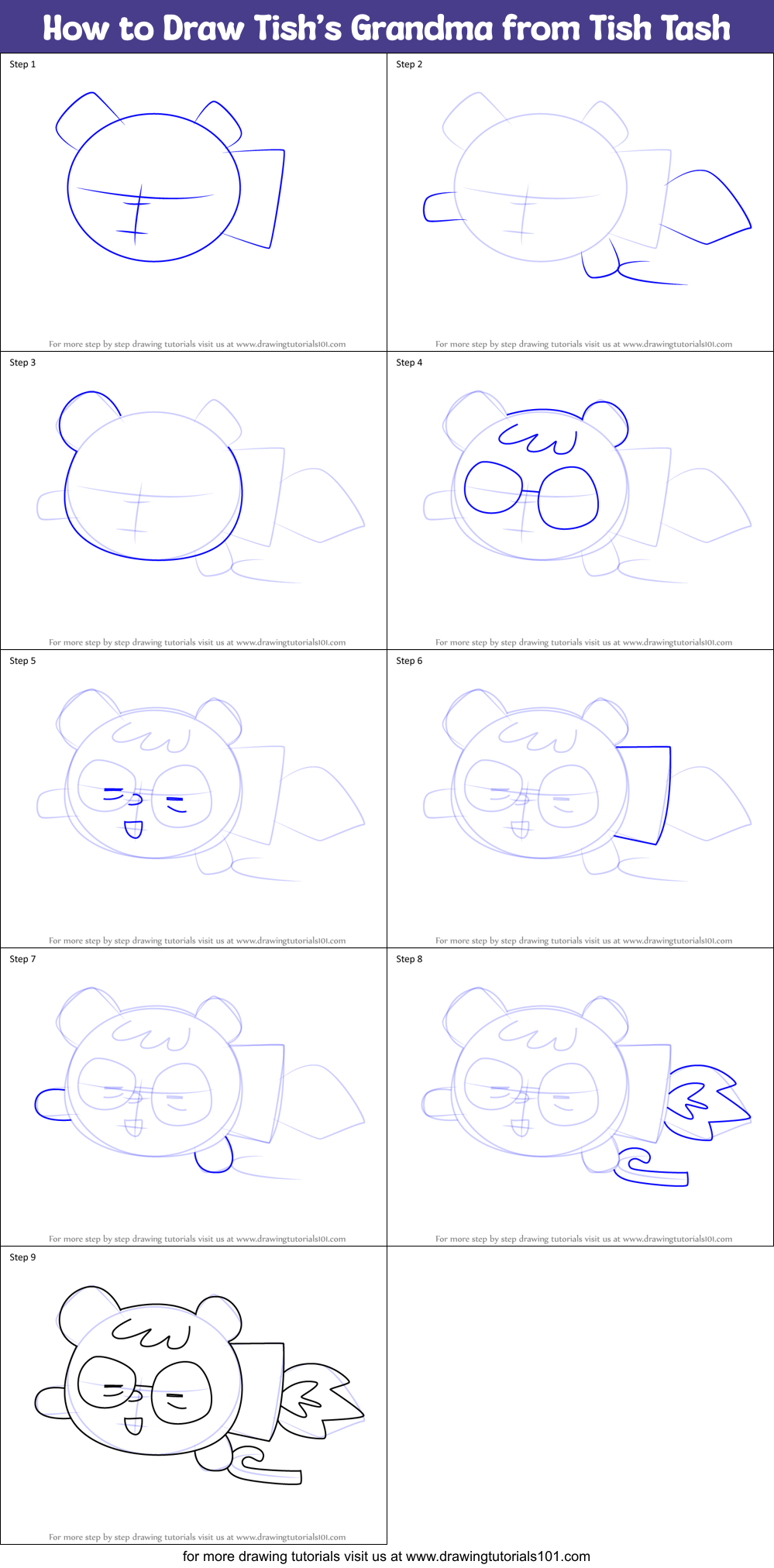 How to Draw Tish’s Grandma from Tish Tash (Tish Tash) Step by Step ...