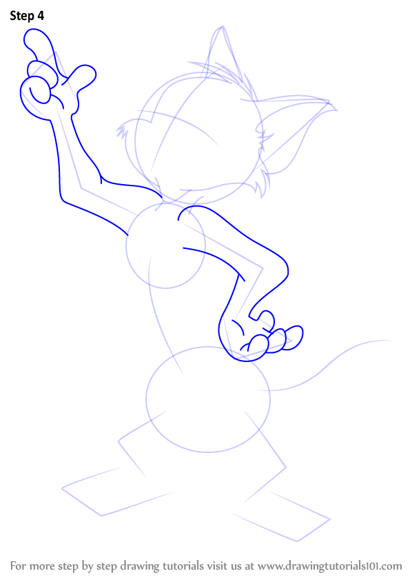 How to Draw Tom Cat (Tom and Jerry) Step by Step | DrawingTutorials101.com