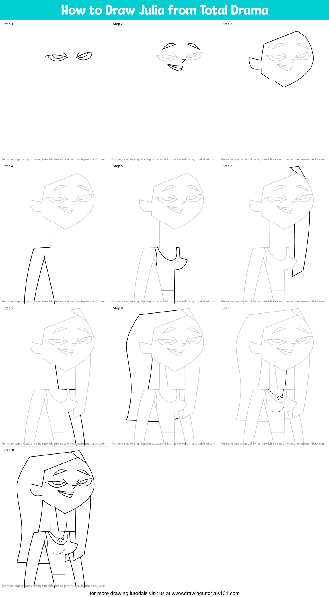 How to Draw Julia from Total Drama (Total Drama) Step by Step ...