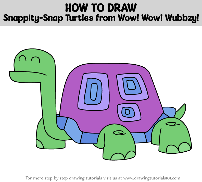 How to Draw Snappity-Snap Turtles from Wow! Wow! Wubbzy! (Wow! Wow ...