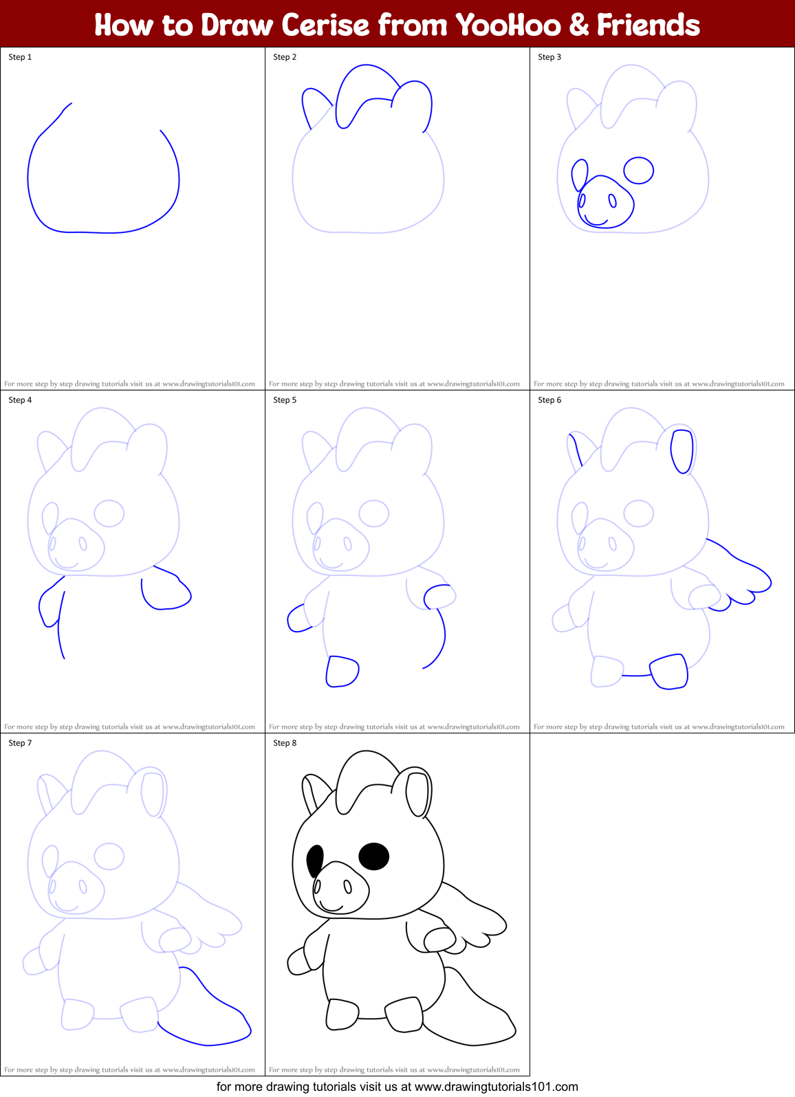 How to Draw Cerise from YooHoo & Friends (YooHoo & Friends) Step by ...