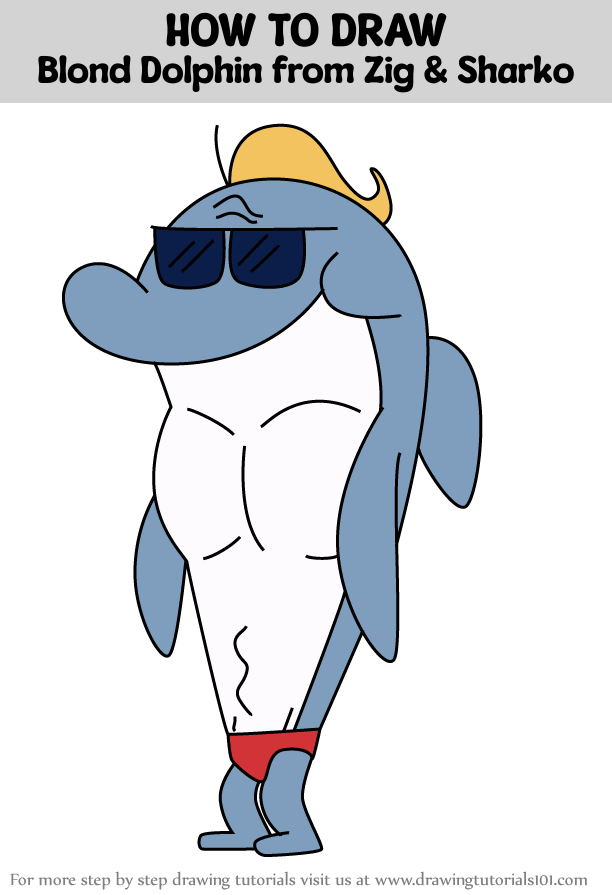 How to Draw Blond Dolphin from Zig & Sharko (Zig & Sharko) Step by Step ...