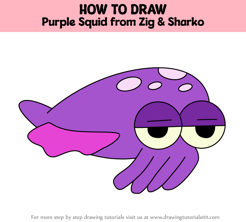 How to Draw Purple Squid from Zig & Sharko (Zig & Sharko) Step by Step ...