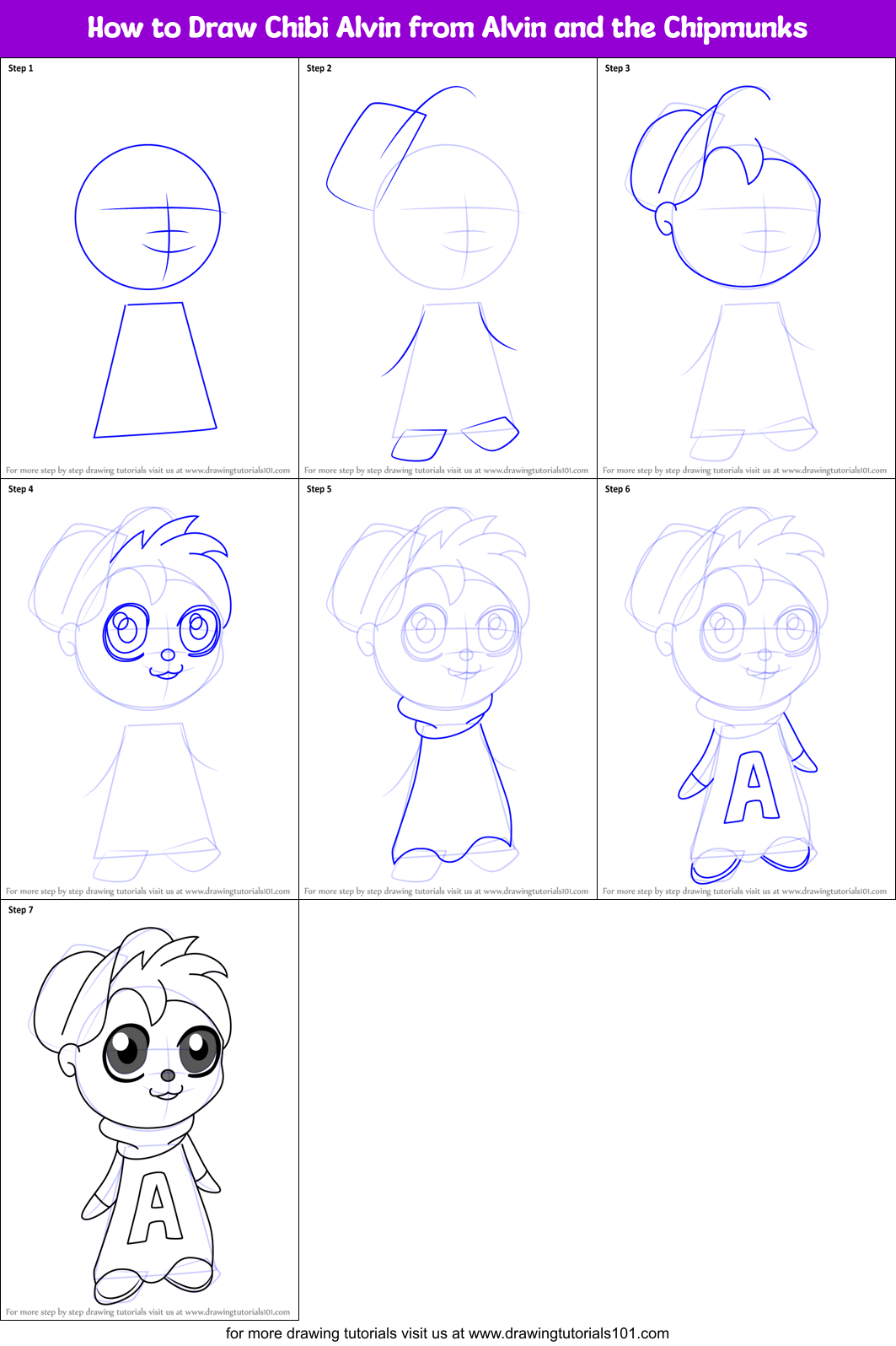 How to Draw Chibi Alvin from Alvin and the Chipmunks (Chibi Characters) Step by Step ...