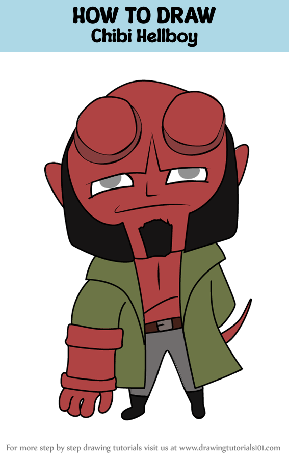 How to Draw Chibi Hellboy (Chibi Characters) Step by Step | DrawingTutorials101.com