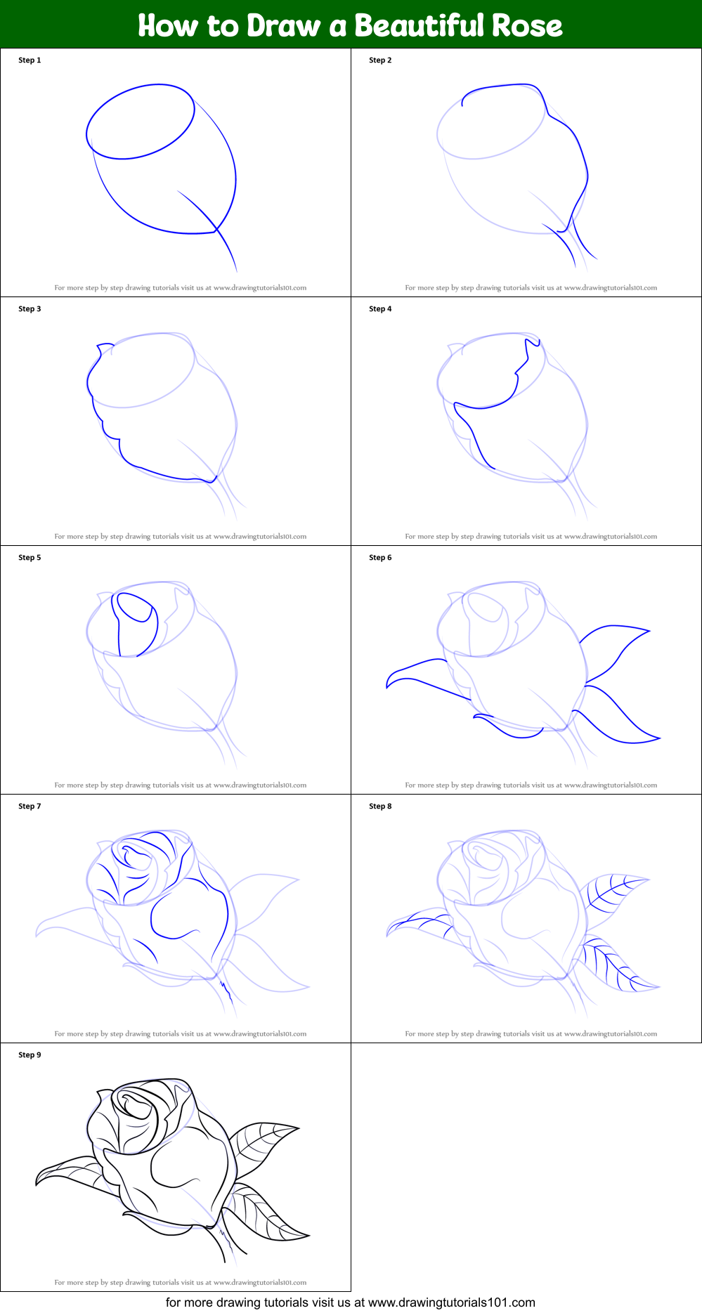 How To Draw A Beautiful Rose Printable Step By Step Drawing Sheet How To Draw A Beautiful Rose Printable Step By Step Drawing Sheet