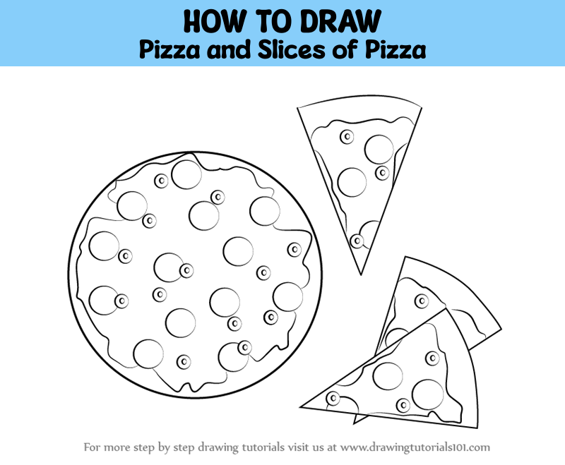 How to Draw Pizza and Slices of Pizza (Pizzas) Step by Step ...