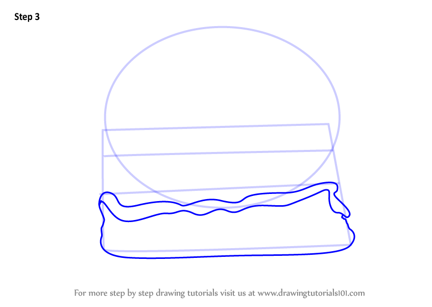 How to Draw a Burger (Snacks) Step by Step | DrawingTutorials101.com