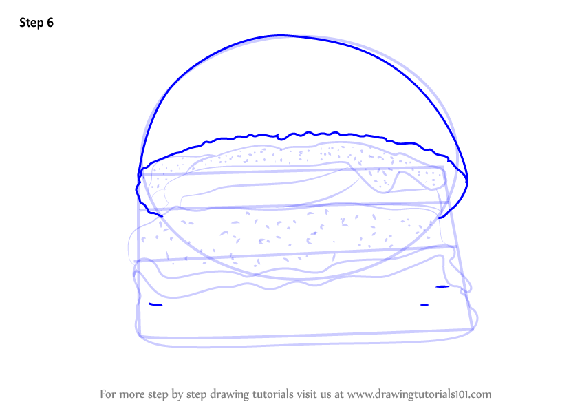 How to Draw a Burger (Snacks) Step by Step | DrawingTutorials101.com
