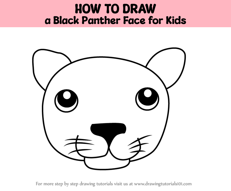 How to Draw a Black Panther Face for Kids (Animal Faces for Kids) Step by Step ...