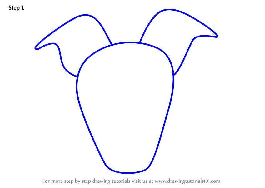 How to Draw a Whippet Dog Face for Kids (Animal Faces for Kids) Step by ...