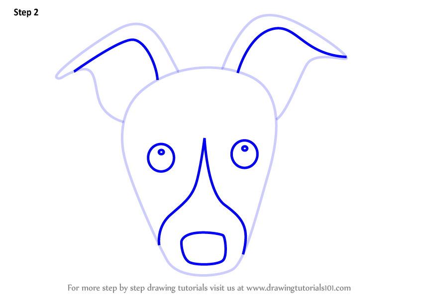 How to Draw a Whippet Dog Face for Kids (Animal Faces for Kids) Step by ...