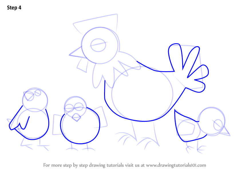 How to Draw Chicken and Chicks (Animals for Kids) Step by Step ...