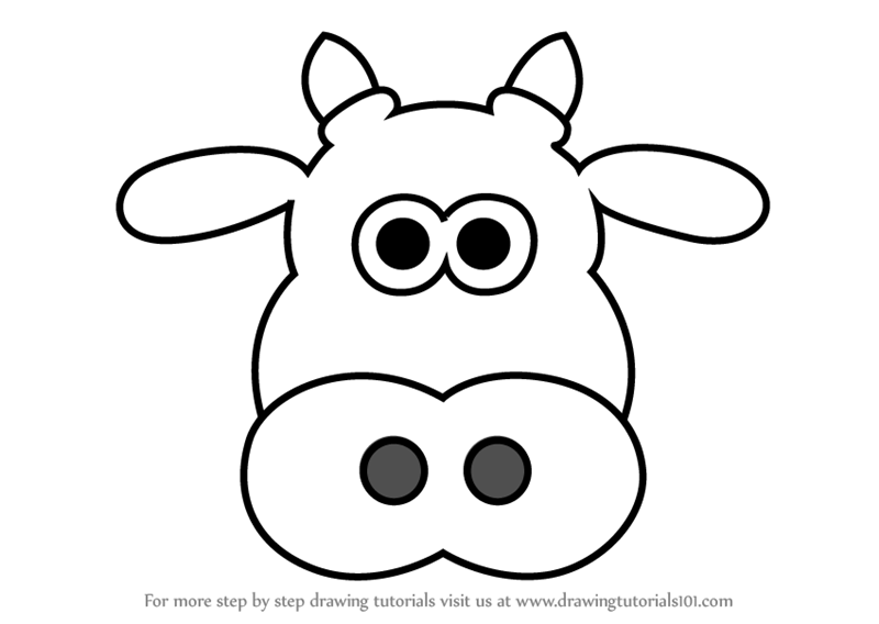 Learn How To Draw Cow Head Cartoon Animals For Kids Step By Step 